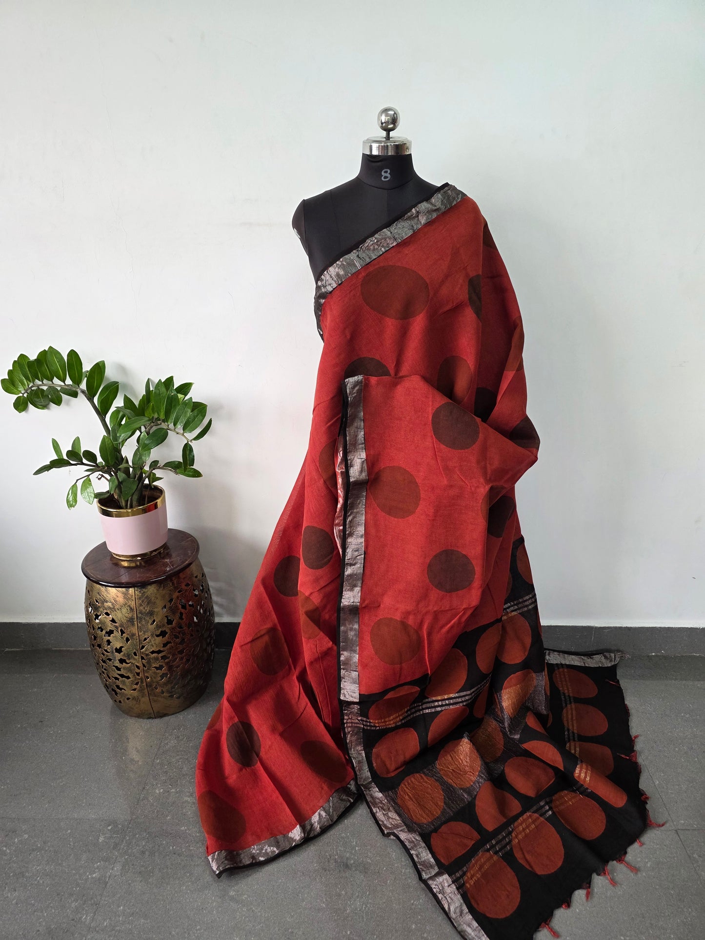 Handblock Jaipuri linen cotton saree - JA830 – wwwcollections